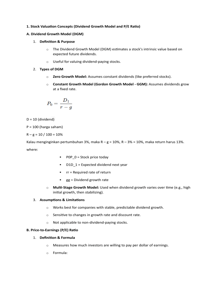 Stock Valuation & Financial Ratio Analysis Guide