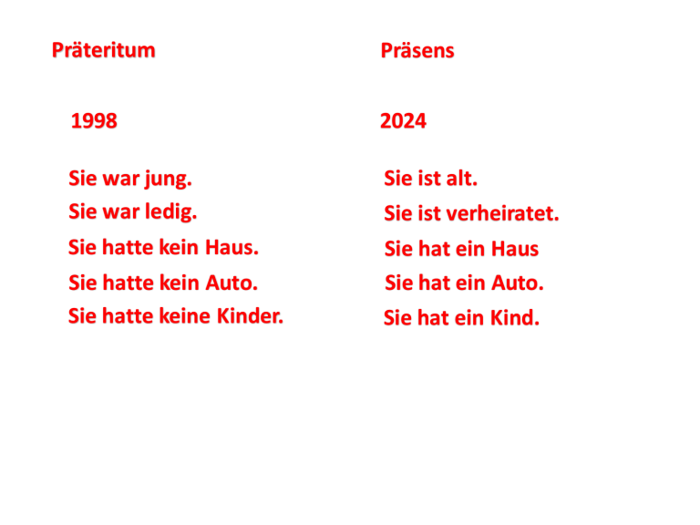 German Grammar: Präteritum & Präsens Verb Conjugation Exercises