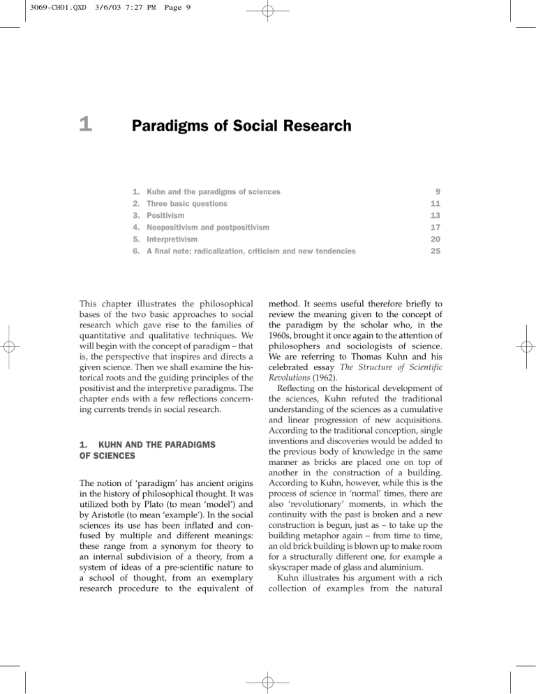 Paradigms of Social Research: Kuhn, Positivism, Interpretivism