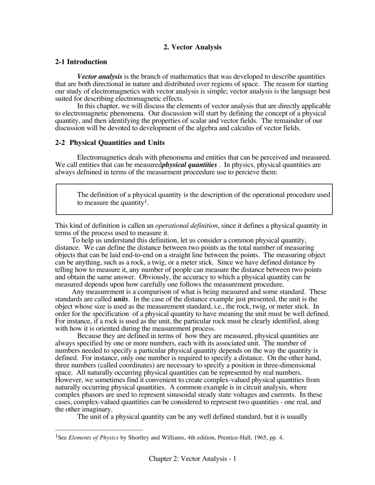 Vector Analysis: Physical Quantities & Units