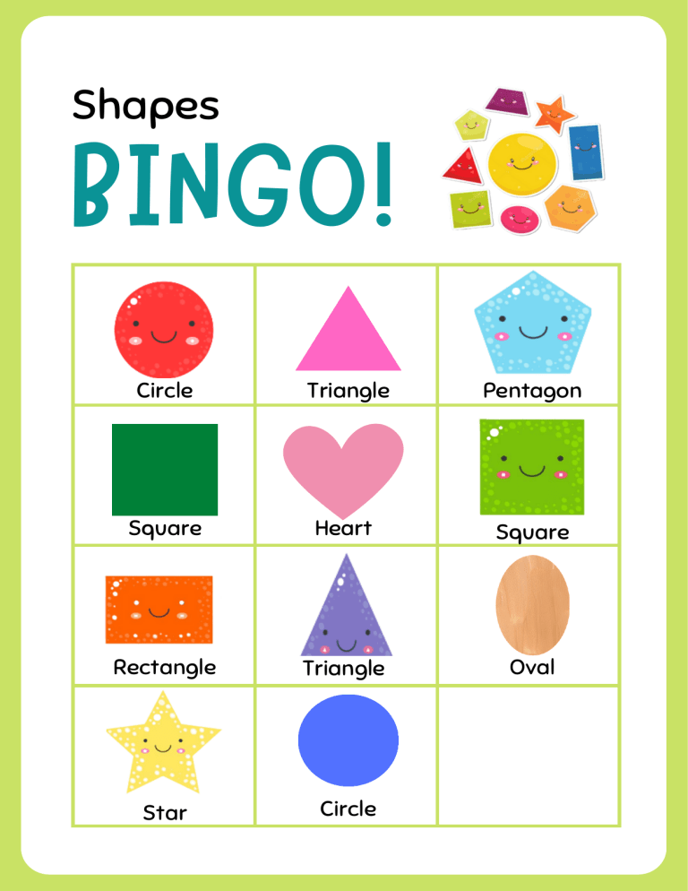 Shapes & Vegetables Bingo Cards for Kids