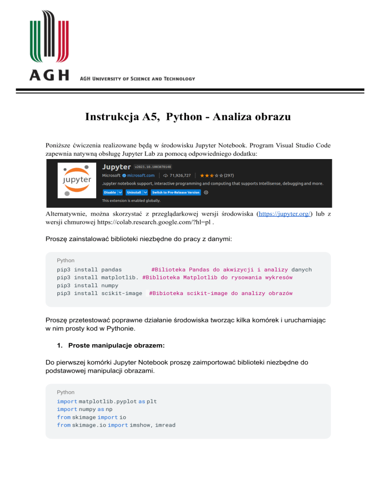 Instrukcja Analizy Obrazów Python