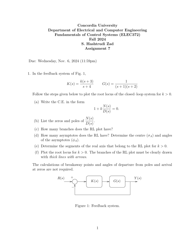 Control Systems Assignment: Root Locus Analysis