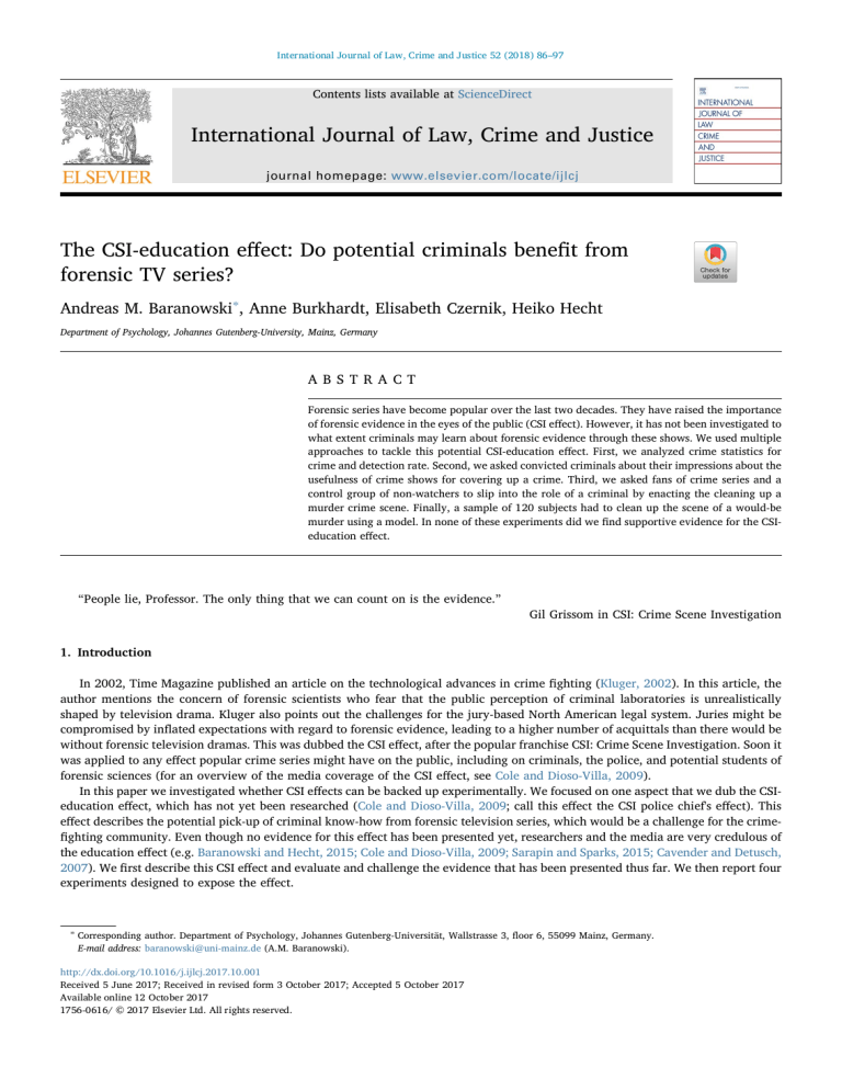 CSI Effect: Criminals & Forensic TV - Law & Justice