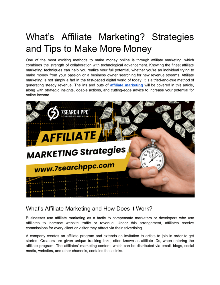 Affiliate Marketing: Strategies & Tips to Make More Money