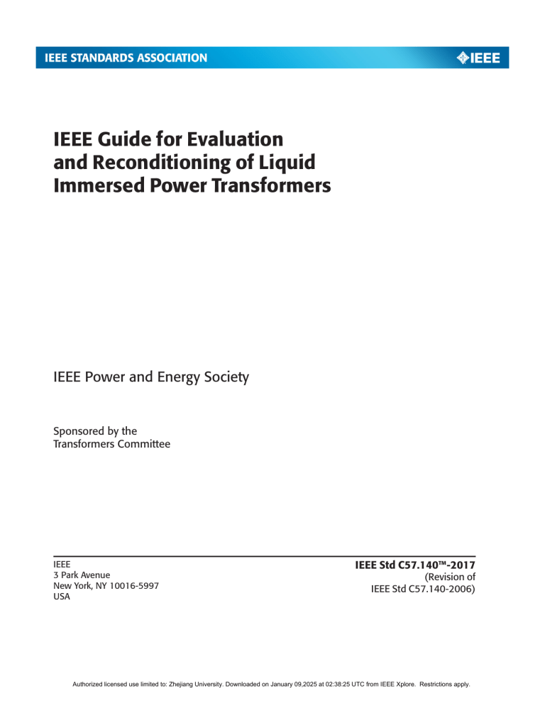 IEEE Guide: Transformer Evaluation & Reconditioning