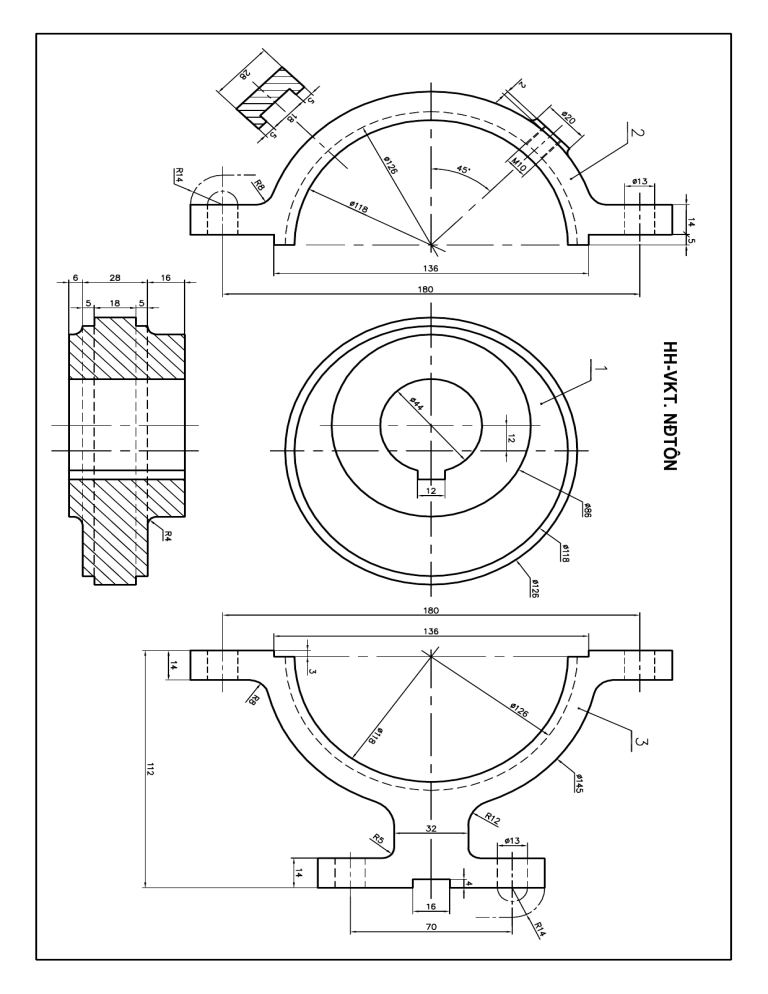 Technical Drawing: Mechanical Part Dimensions & Features