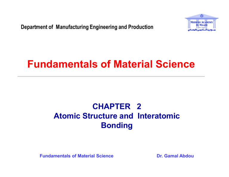 2 Atomic Structure And Interatomic Bonding