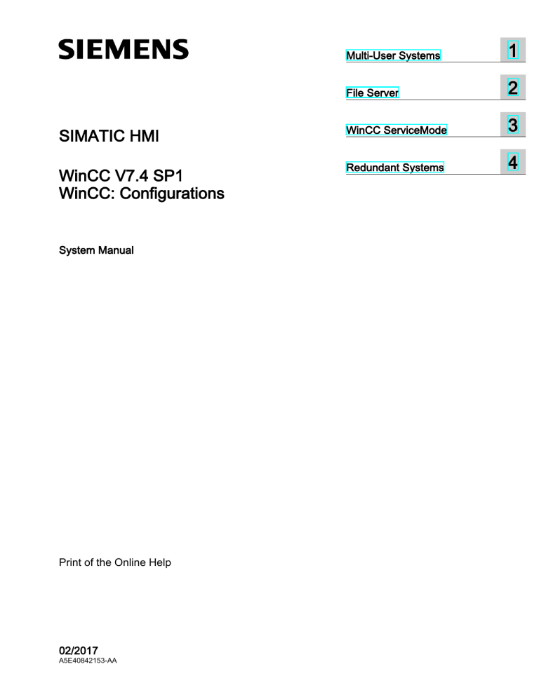 WinCC V7.4 SP1 Configuration: Multi-User & Redundant Systems
