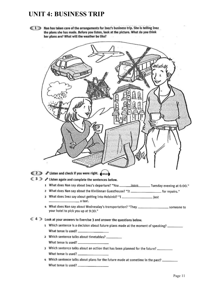 Business Trip Planning: English Language Exercise