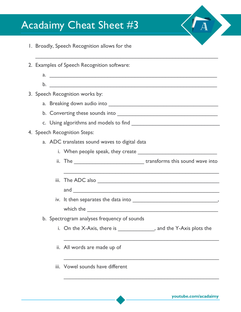 Speech Recognition Cheat Sheet: Alexa Case Study