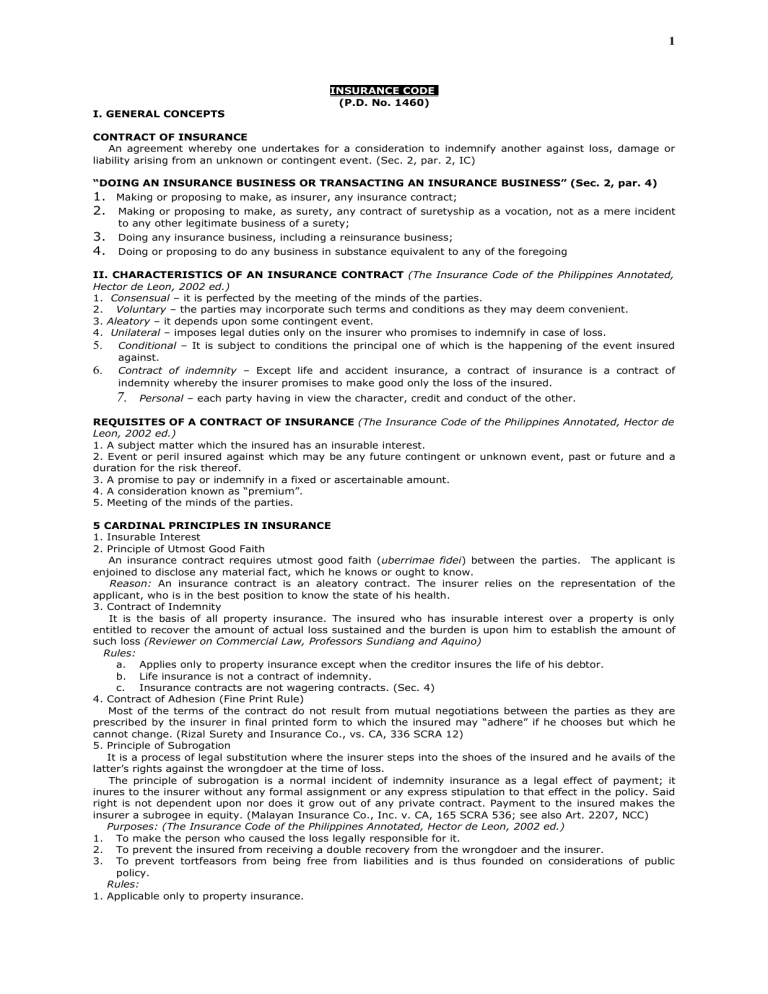 Philippine Insurance Code: Key Concepts & Principles