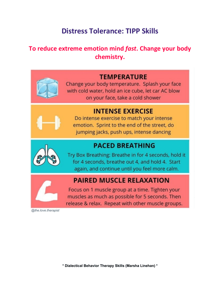 Distress Tolerance: TIPP Skills Guide