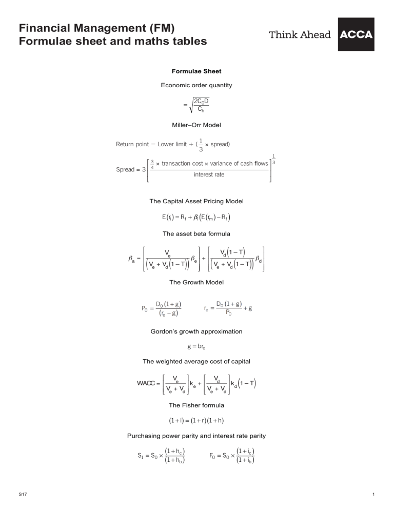 FM formulae maths