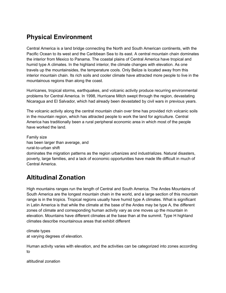 Central America: Physical & Human Geography