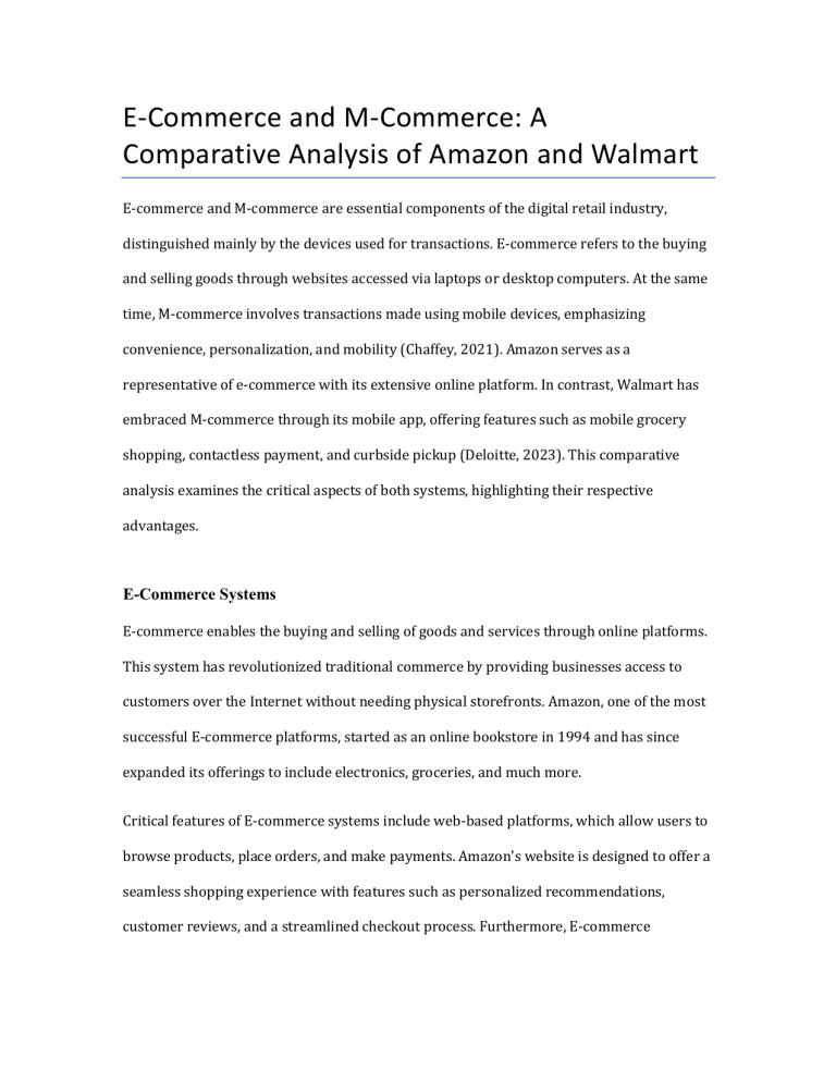 E-Commerce vs M-Commerce: Amazon & Walmart Analysis
