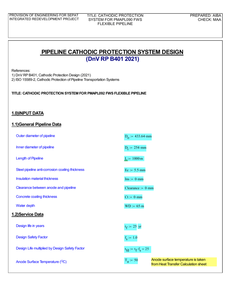 Cathodic Protection Design for Flexible Pipeline