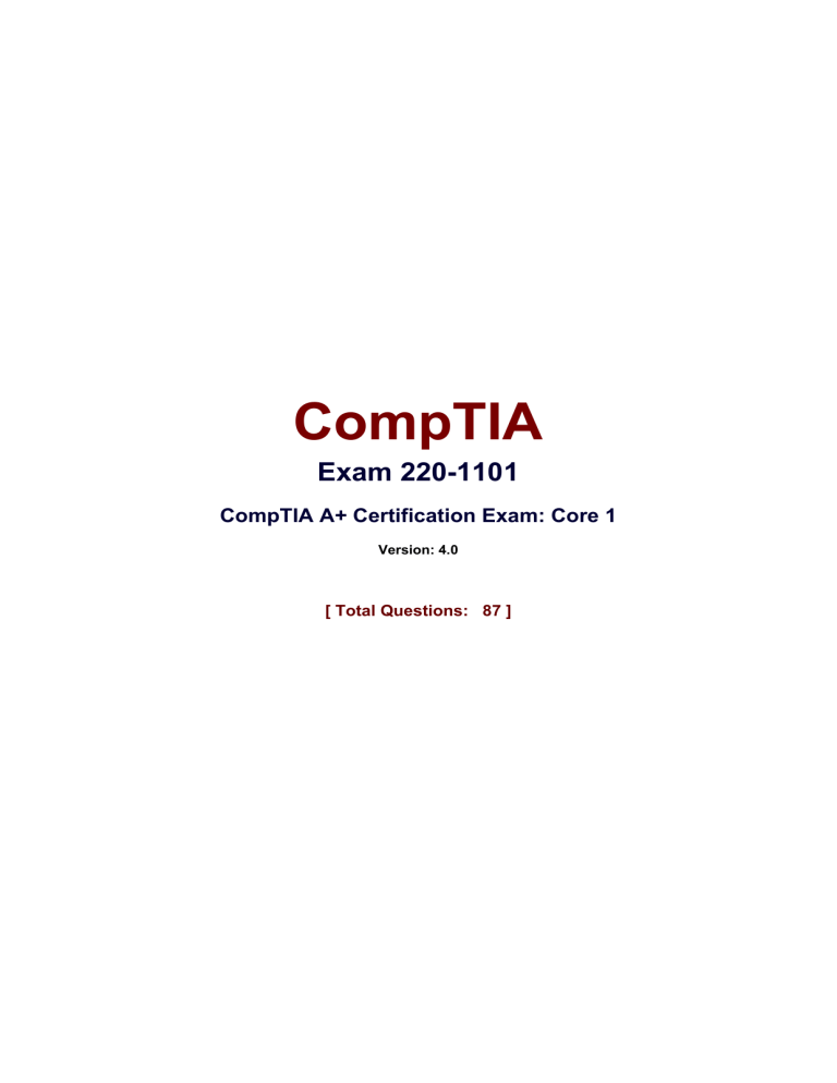 CompTIA A+ 220-1101 Exam Questions: Core 1