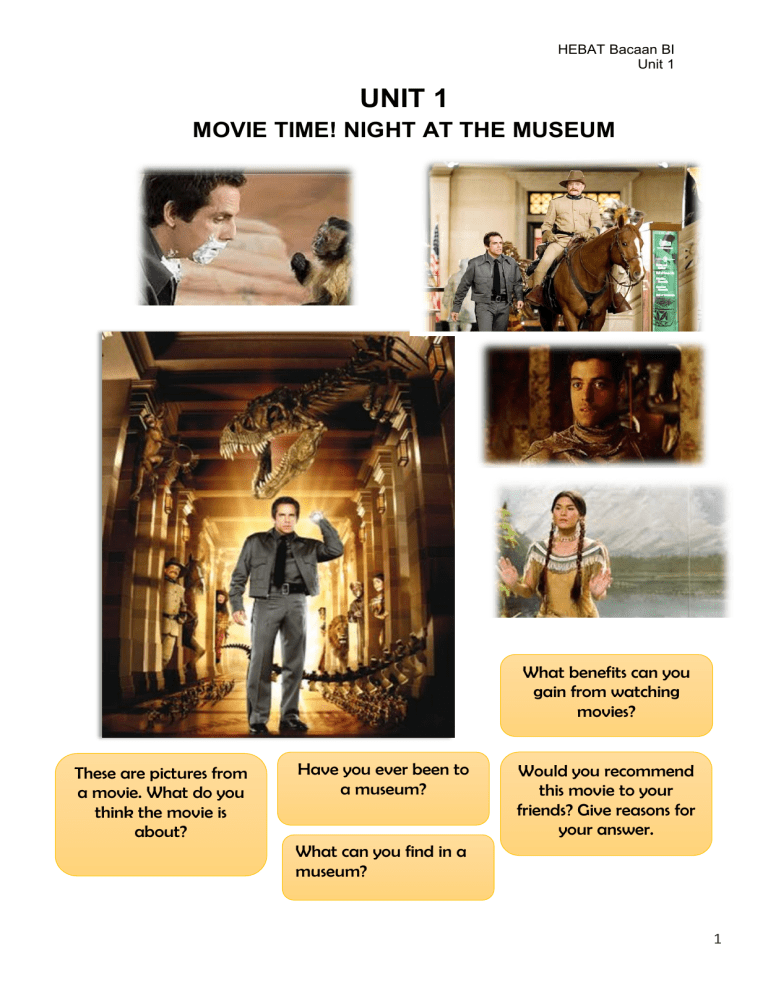 Night at the Museum Movie Worksheet: Reading Comprehension