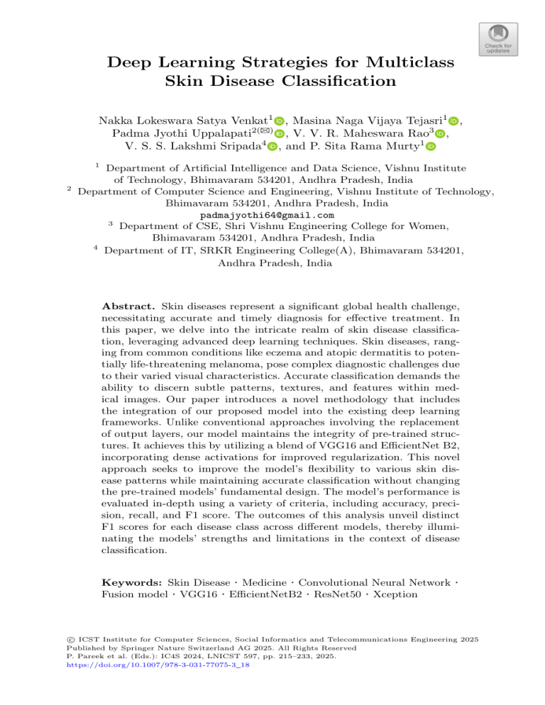 Deep Learning for Skin Disease Classification