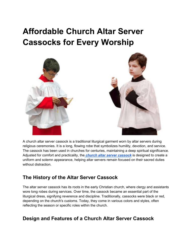 Church Altar Server Cassocks: A Comprehensive Guide