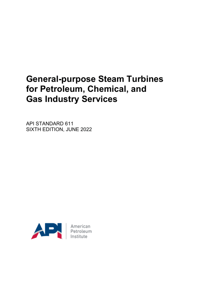 API 611: Steam Turbines for Petroleum, Chemical, Gas Industries