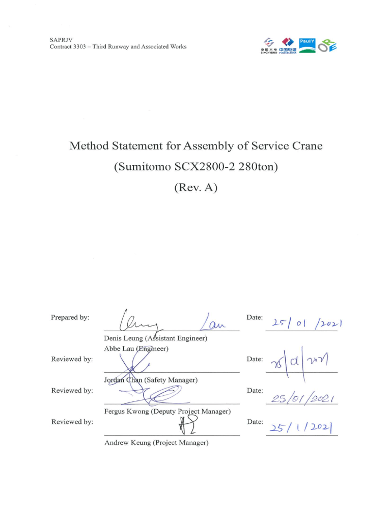 Crawler Crane Assembly Method Statement