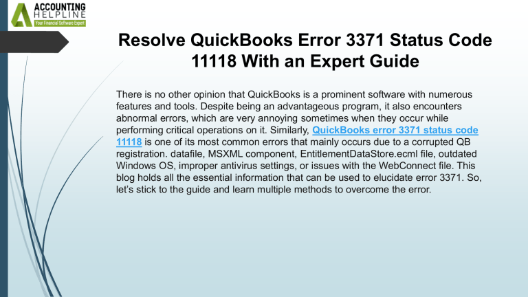 Fix QuickBooks Error 3371: Expert Guide & Solutions