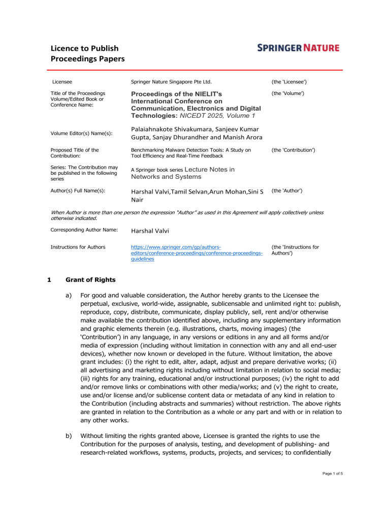 License to Publish: Malware Detection Research