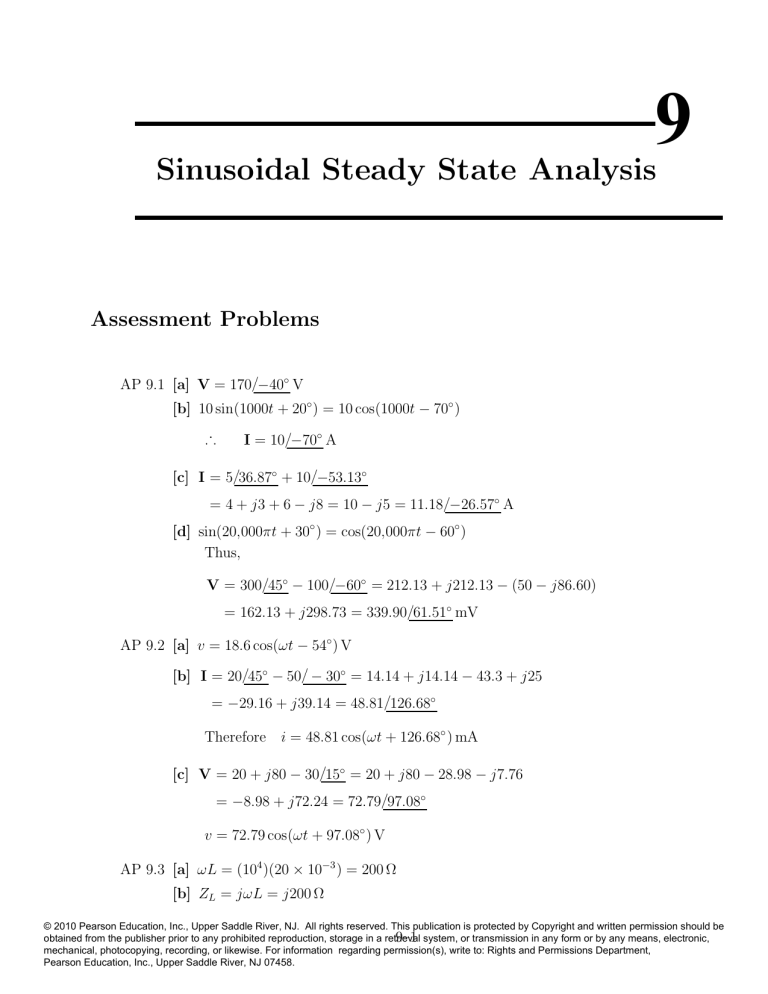 Sinusoidal Steady State Analysis Problems & Solutions | Electrical Eng