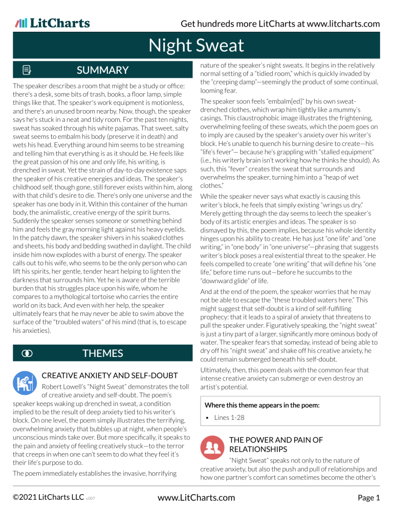 Night Sweat Poem Analysis: Themes & Relationships