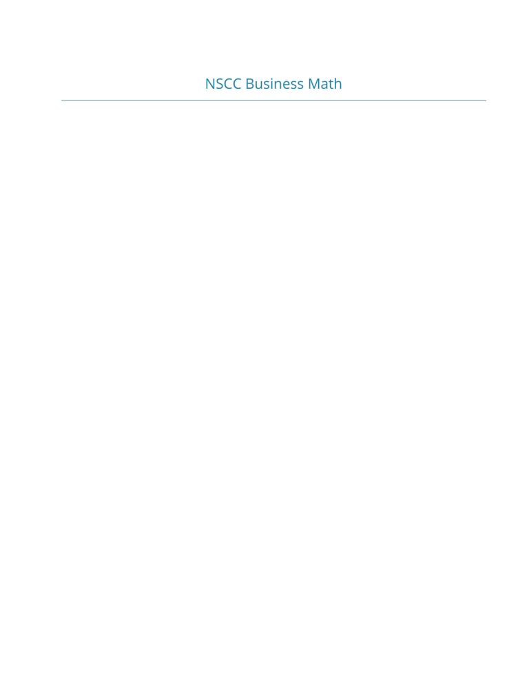Business Math Textbook: NSCC Edition