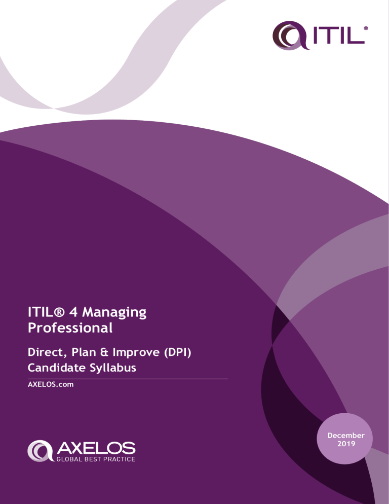 ITIL 4 DPI Candidate Syllabus: Direct, Plan & Improve