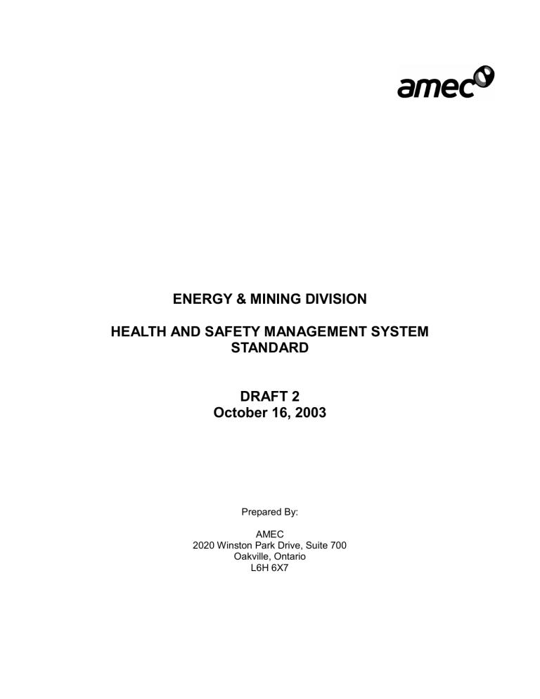 Energy & Mining SHE Management System Standard