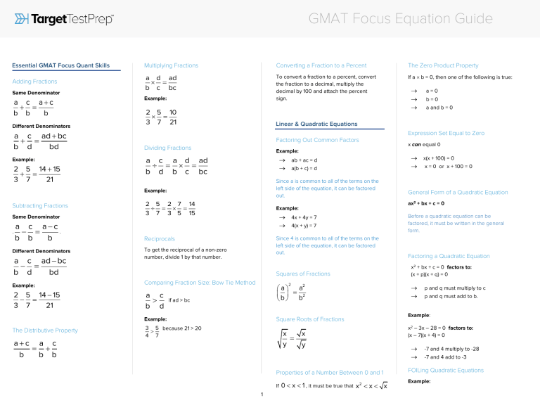 GMAT Focus: Essential Equations & Formulas Guide