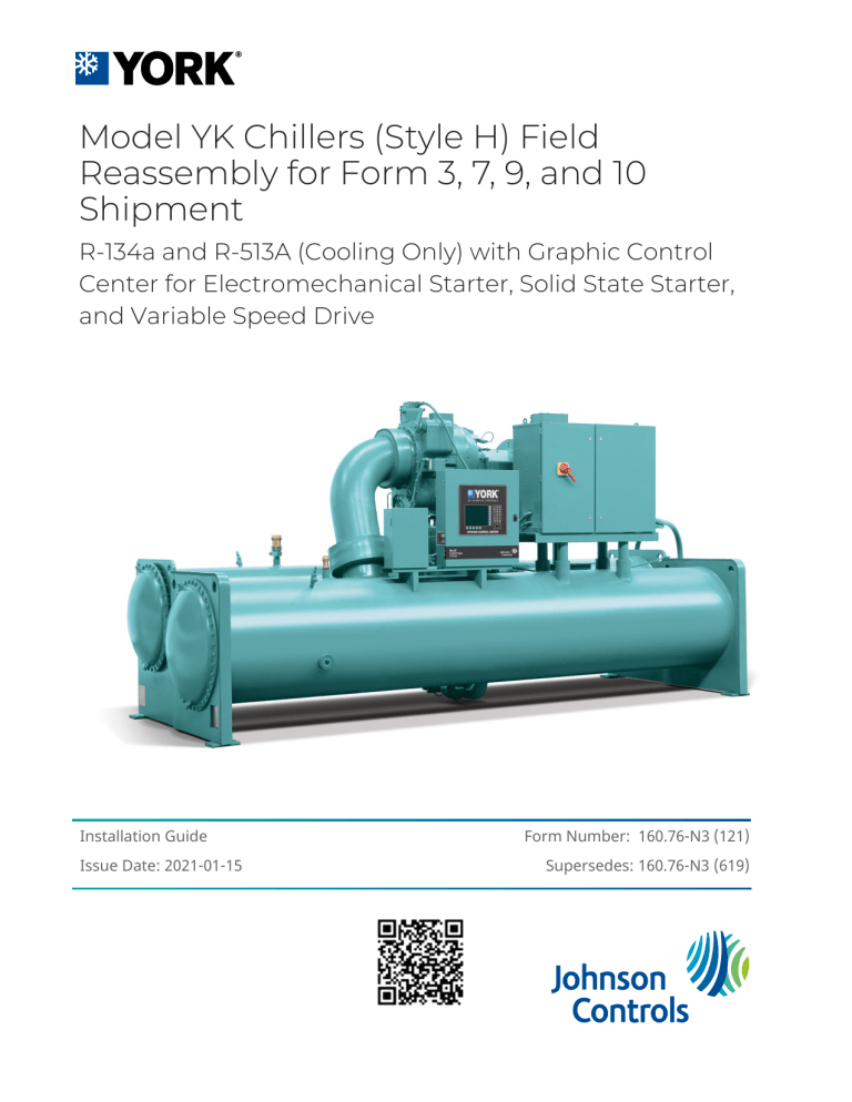 Model YK Chiller Reassembly Guide: Form 3, 7, 9, 10 Shipment