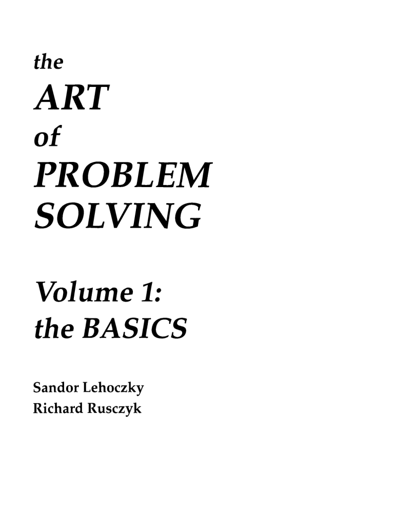 The Art of Problem Solving Volume 1 The Basics
