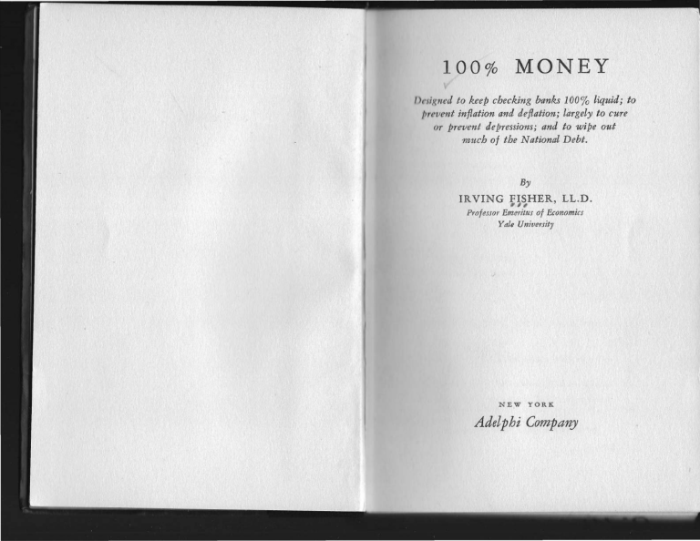 100% Money by Irving Fisher: Economic Reform