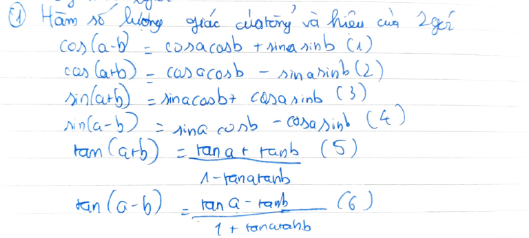 Trigonometric Sum and Difference Formulas