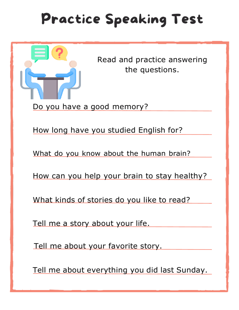 Practice Speaking Test: English Language Assessment