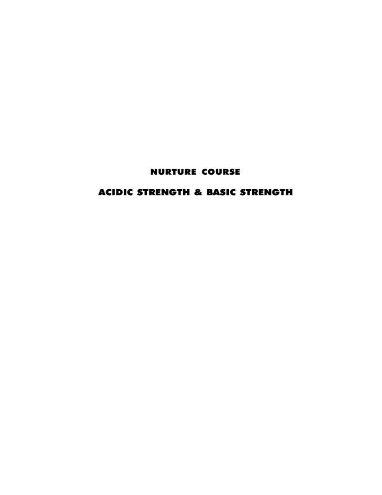 Acidic & Basic Strength: Chemistry Worksheet