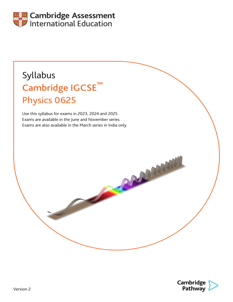 Cambridge IGCSE Physics 0625 Syllabus (2023-2025)