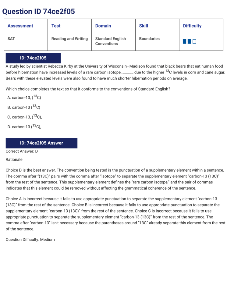 SAT Reading & Writing: Standard English Conventions Test Questions