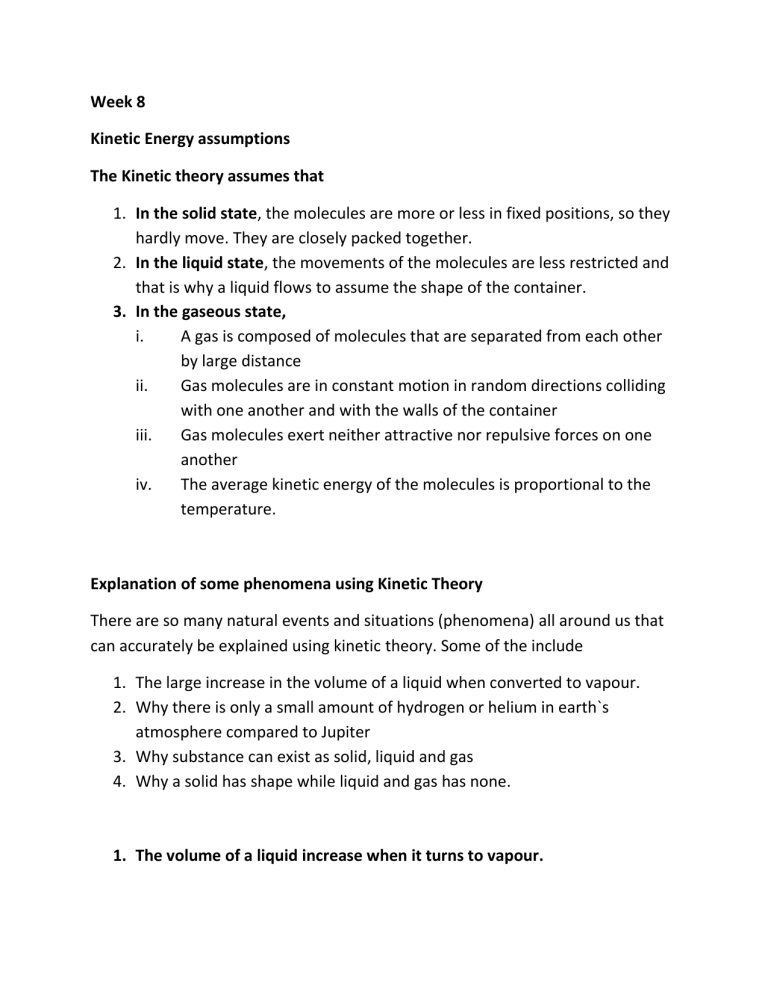 Kinetic Theory, Boiling, Evaporation & Thermal Energy