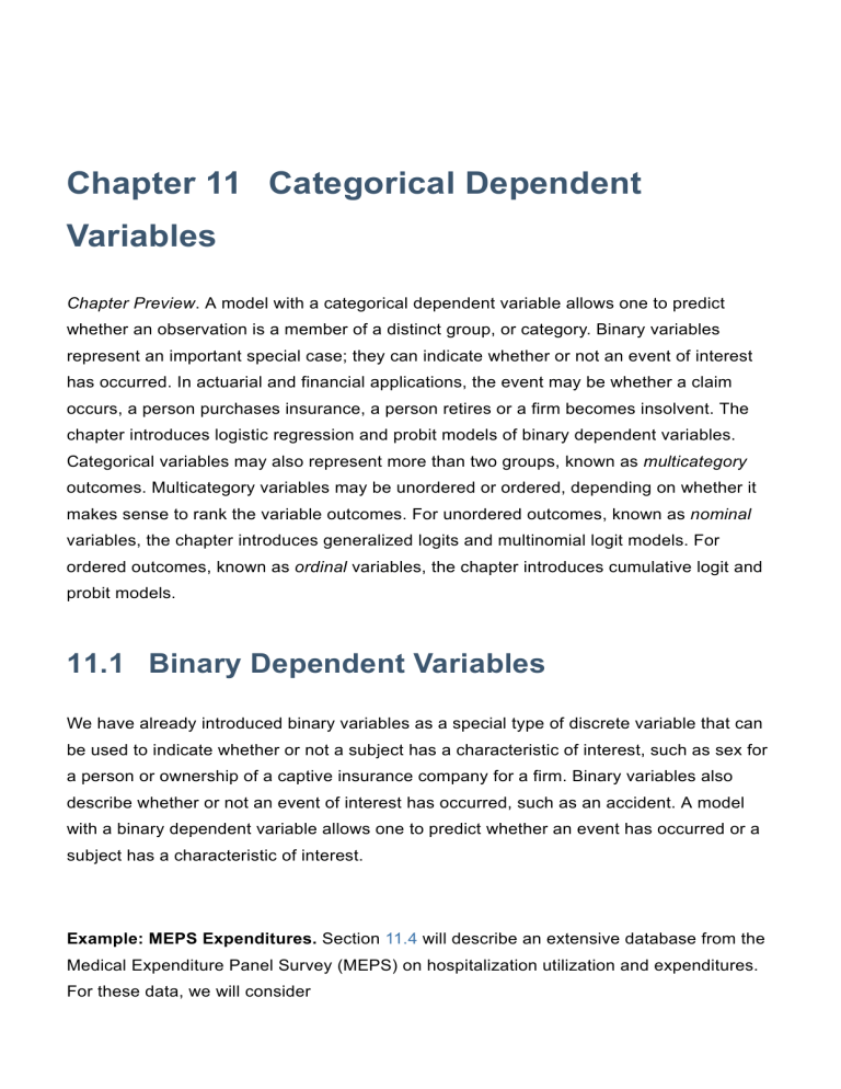Categorical Dependent Variables: Logistic & Probit Regression