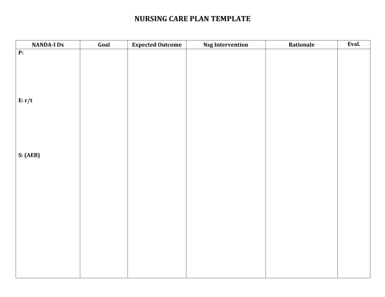 Nursing Care Plan Template
