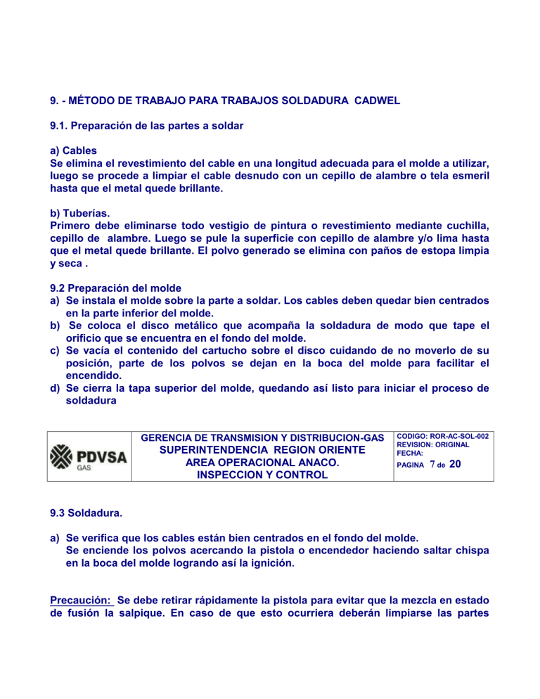 Procedimiento Soldadura Cadweld
