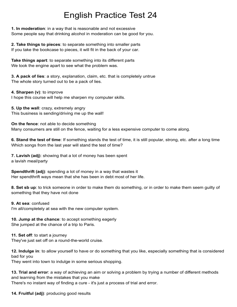 English Idioms & Phrases Practice Test