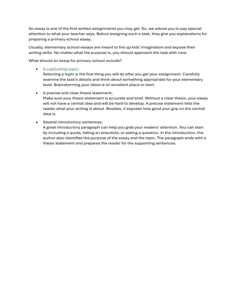Primary School Essay Writing Guide