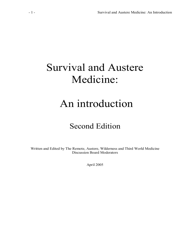 Survival & Austere Medicine: An Introduction